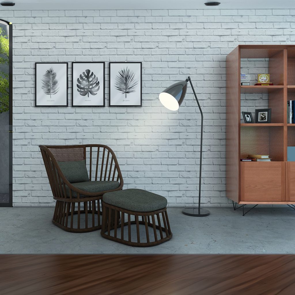 Altona Lounge Chair with Rattan Leg - Vinoti